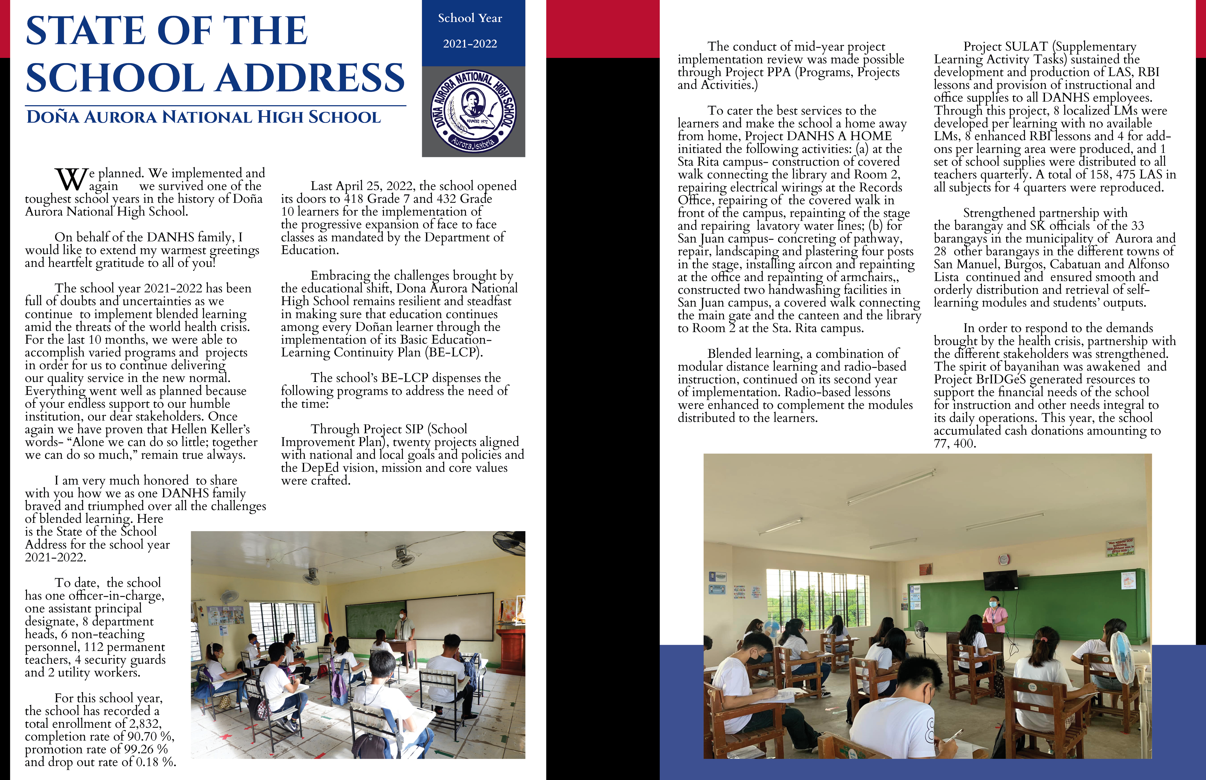 State of the School Address – Doña Aurora National High School